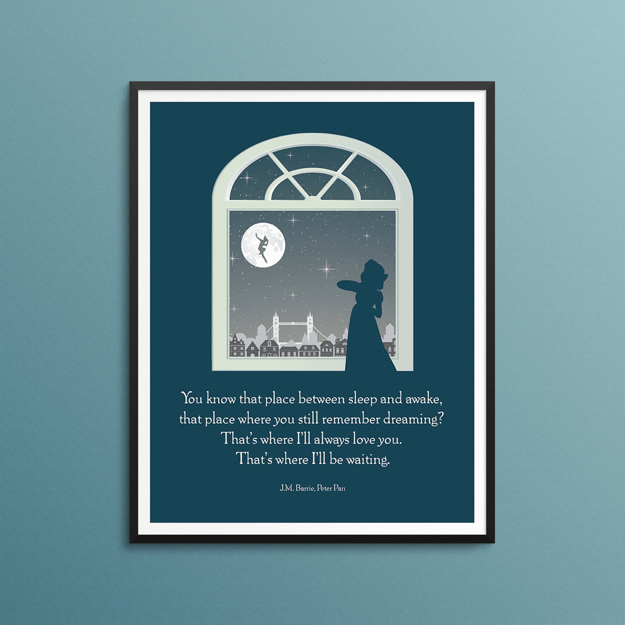 Peter Pan Art Quote Print | Neverland Kids Wall Art | Kids Room Nursery ...