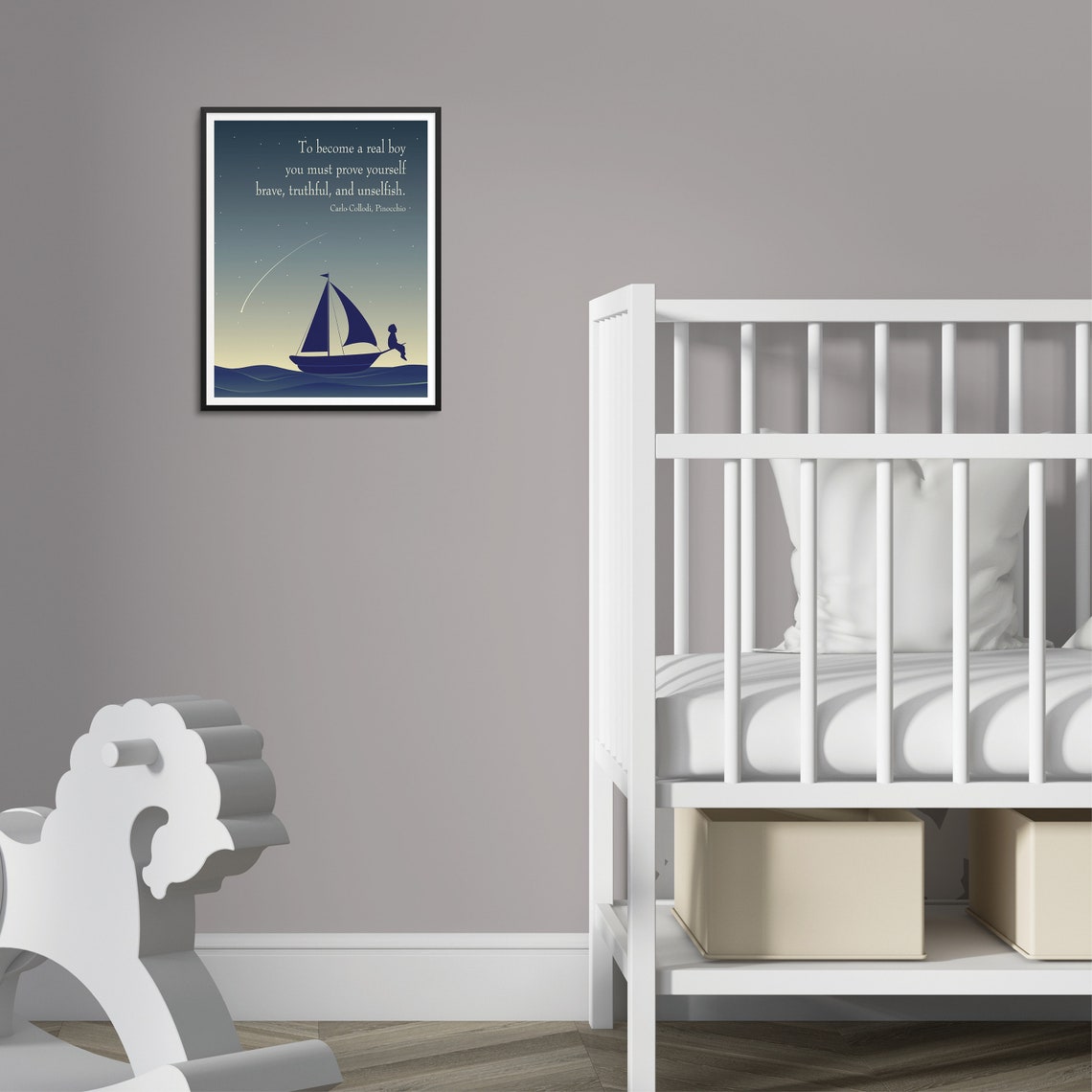 Pinocchio Quote Print Real Boy Room Brave, Truthful, and Unselfish Baby ...