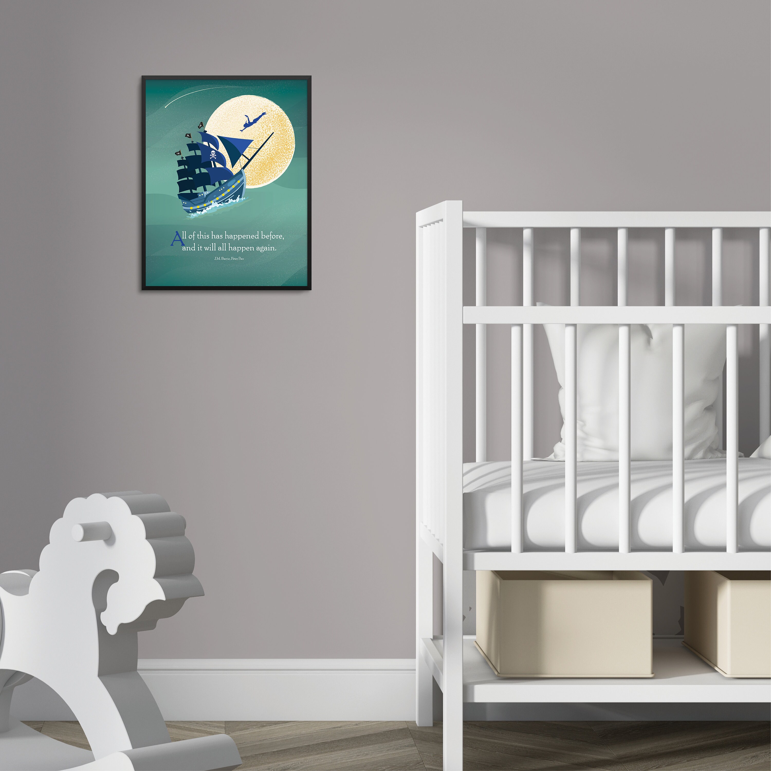 Peter Pan Art Quote Print Neverland Kids Wall Art Kids Room Nursery Art ...