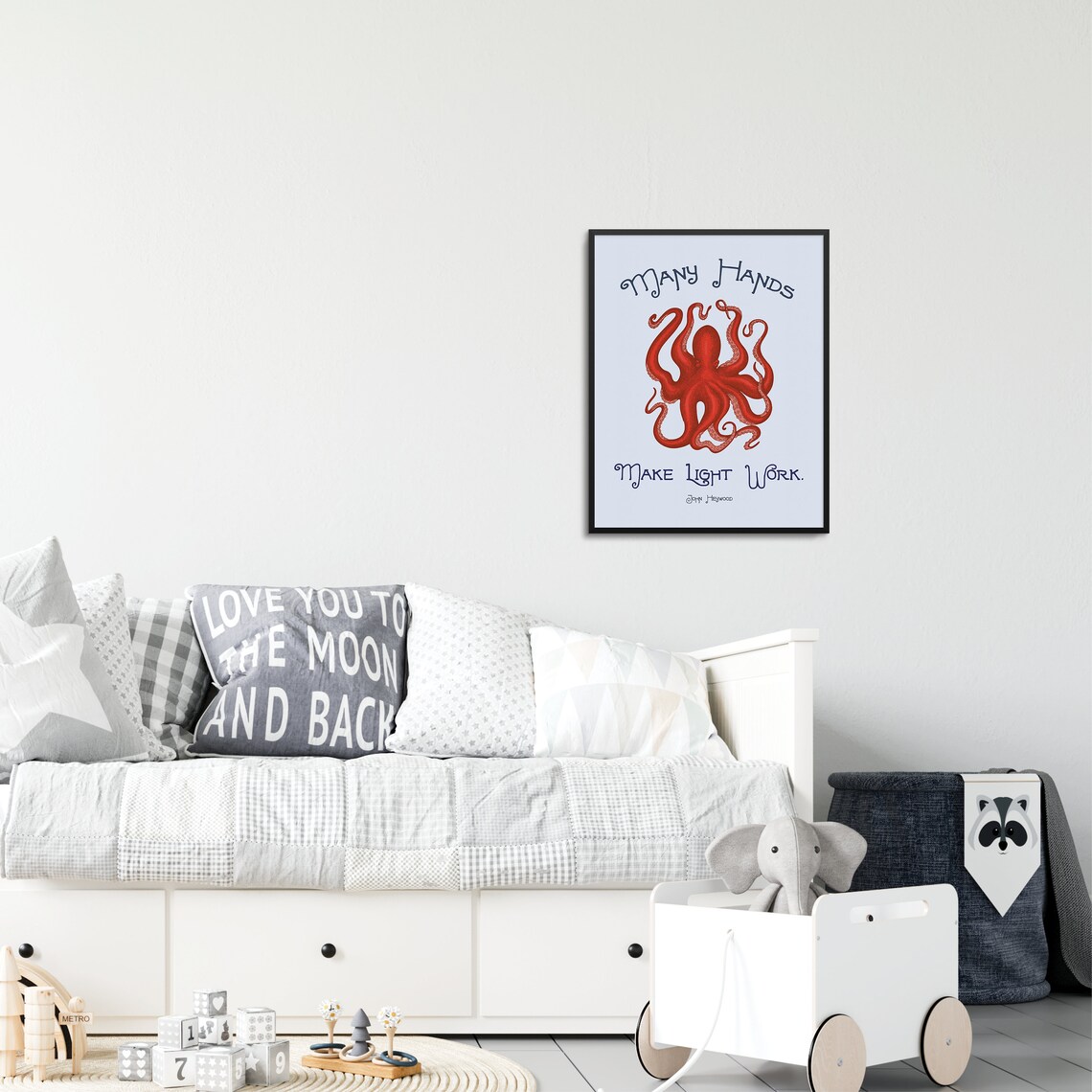 Octopus Art Many Hands Make Like Work Quote Wall Art - Etsy