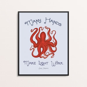 Octopus Art Many Hands Make Like Work Quote Wall Art - Etsy