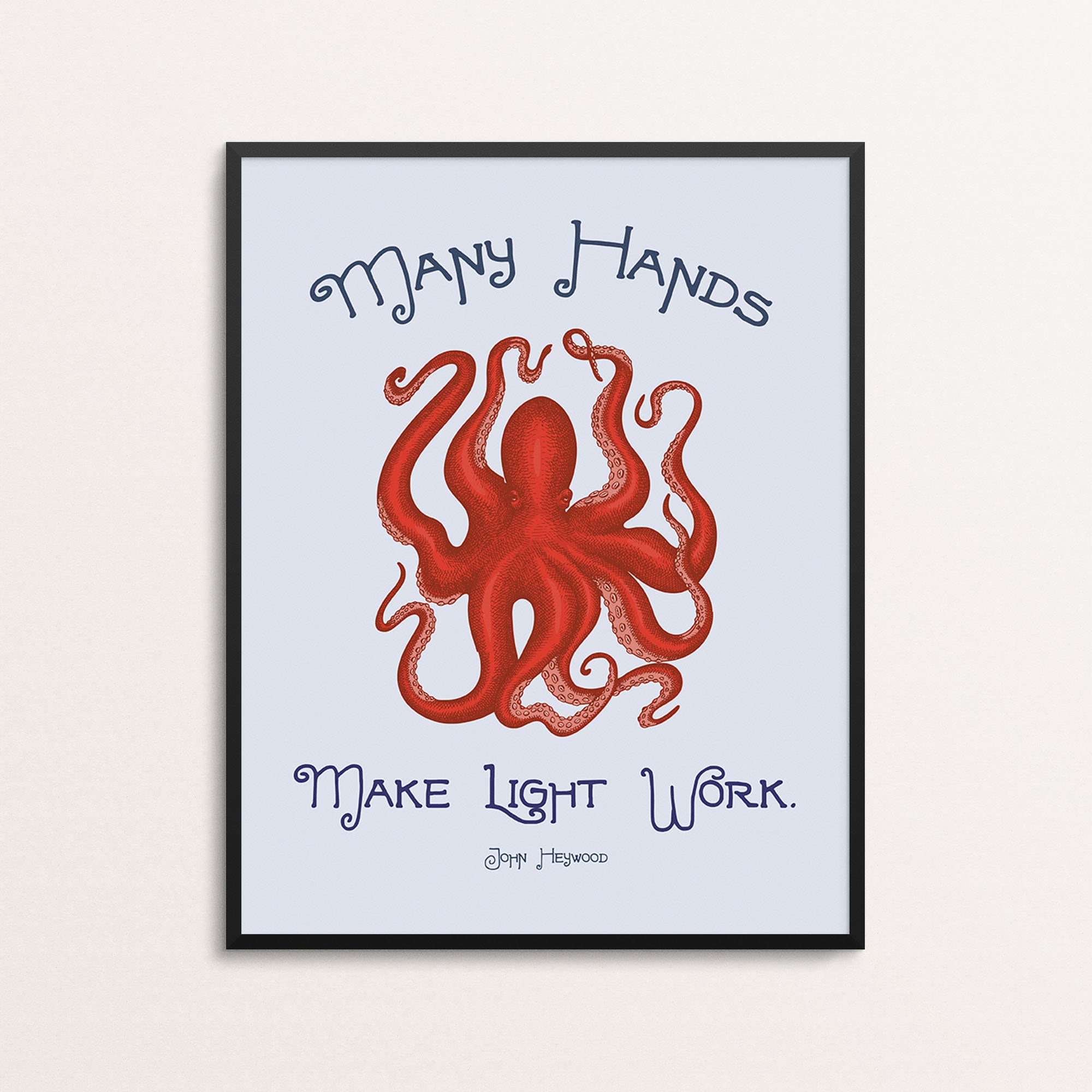 Octopus Art Many Hands Make Like Work Quote Wall Art - Etsy
