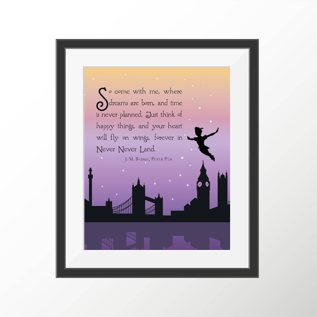 Peter Pan Art Print Quote Neverland Kids Room Kids Wall Art Nursery ...