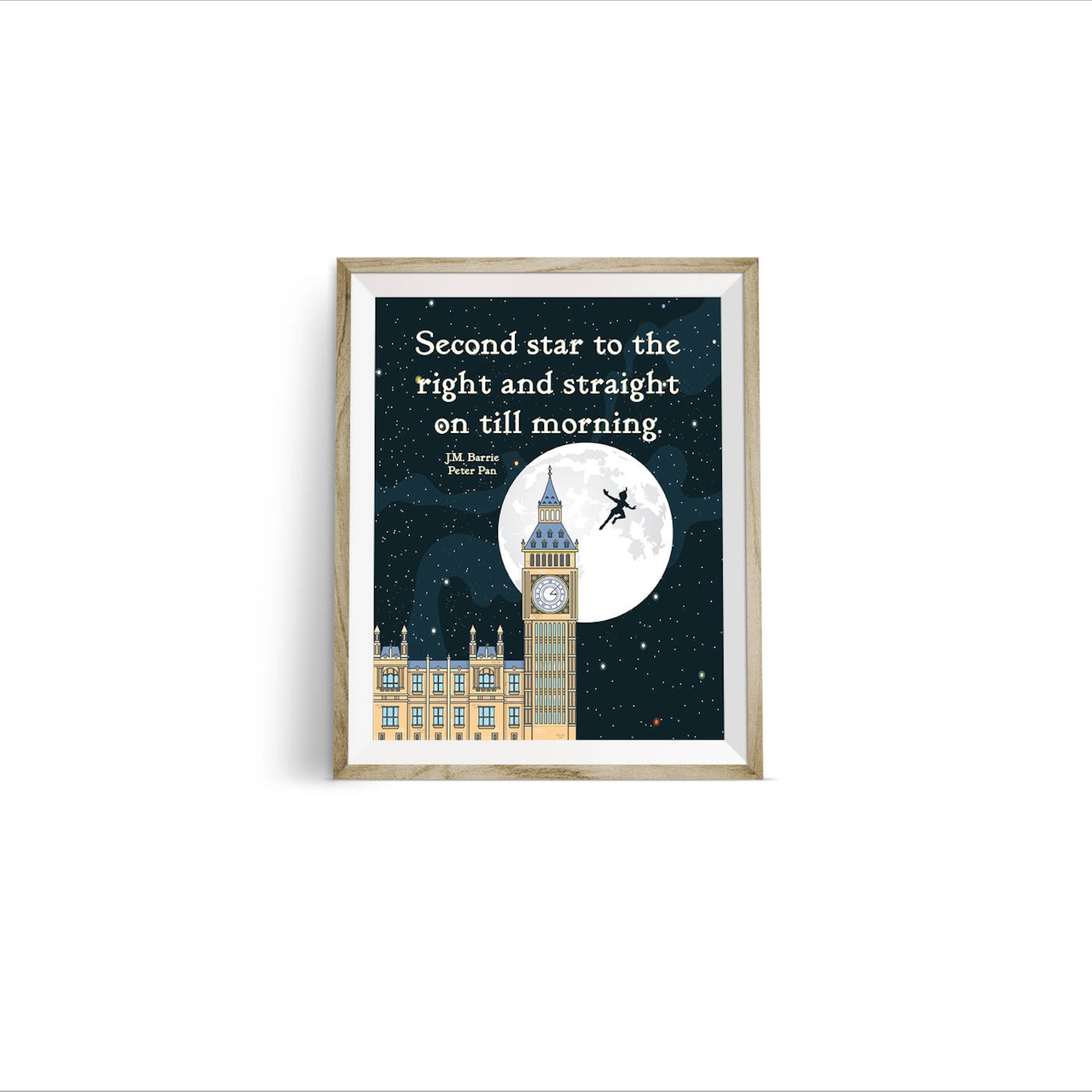 Peter Pan Art Print Quote Neverland Kids Wall Art Kids Room Nursery Art ...