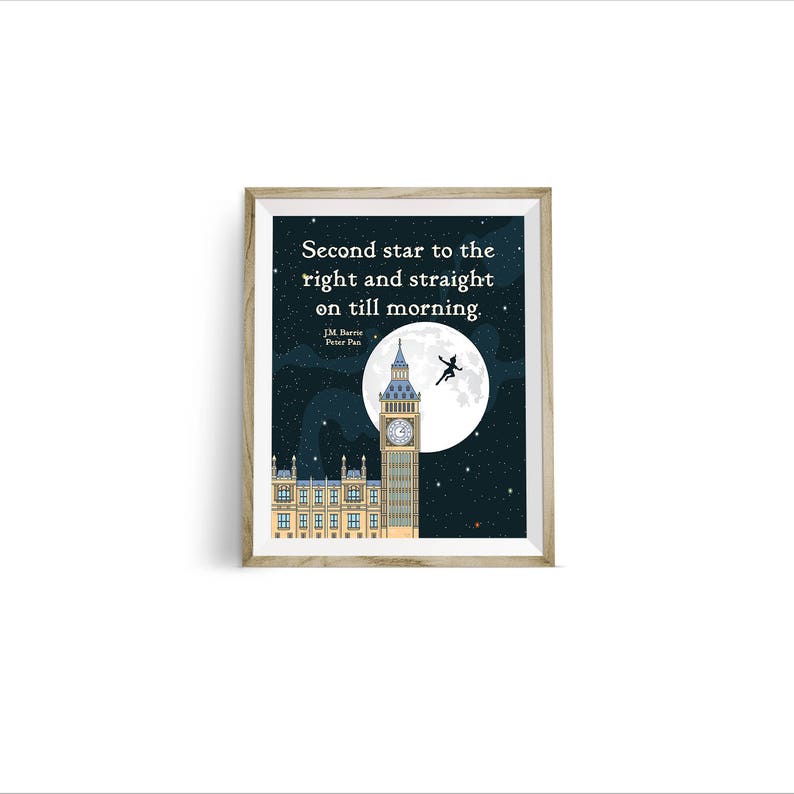 Peter Pan Art Print Quote Neverland Kids Wall Art Kids Room Nursery Art ...
