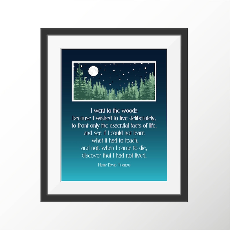 Walden Henry David Thoreau Nature Art Print Book Quotes Graduation Gift ...