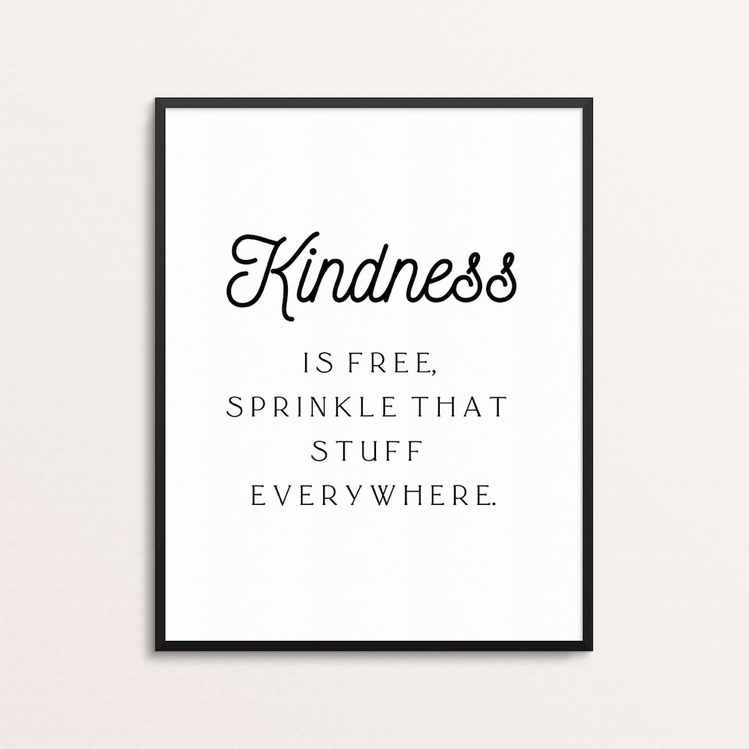 Kindness Quote Print | Kindness is Free Wall Art | Dorm Decor | Office ...