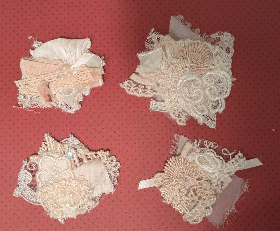 Fabric Cluster Appliques Set of 4 Cream 2 - Etsy