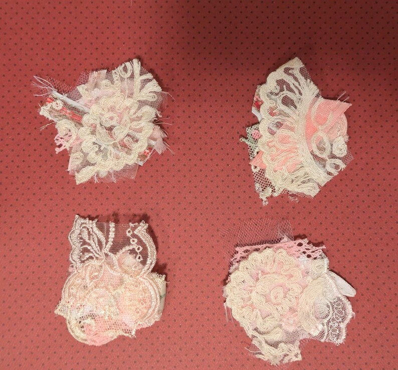 Fabric Cluster Appliques Set of 4 Cream and Pink 2 - Etsy