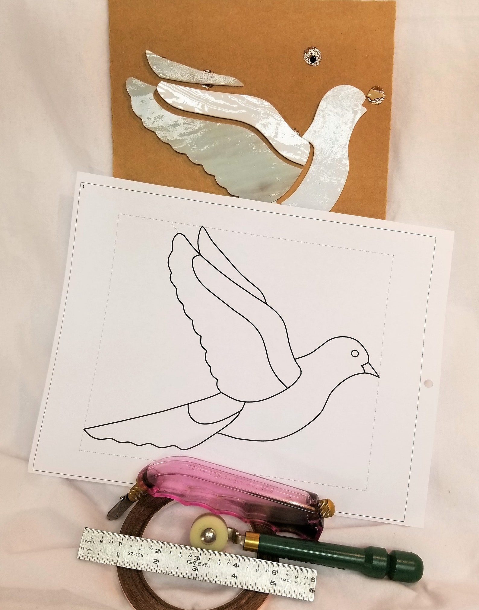 Dove Stained Glass Kit. Perfect for beginners. Ready for foil | Etsy