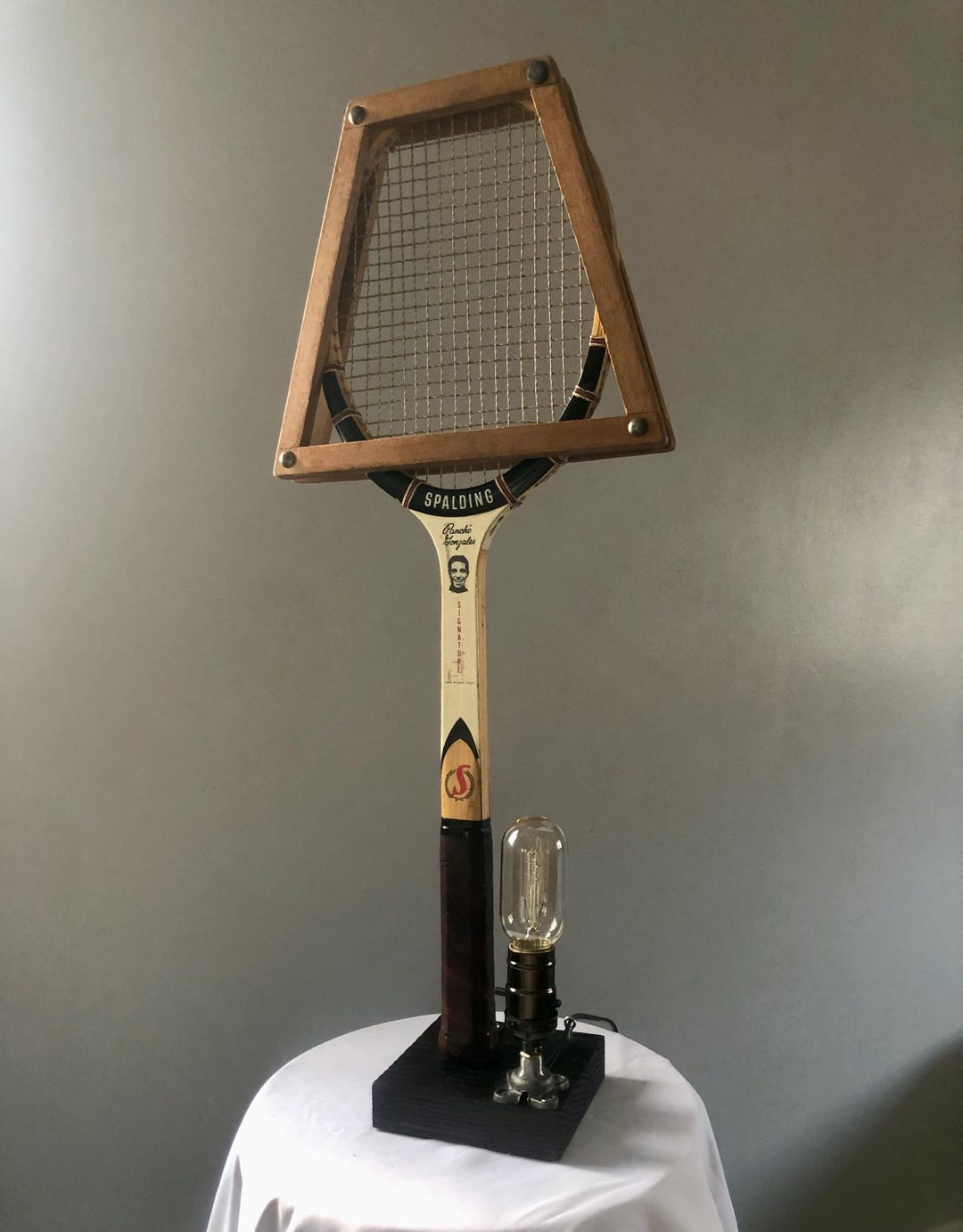 Vintage Tennis Racket Lamp With Frame - Etsy
