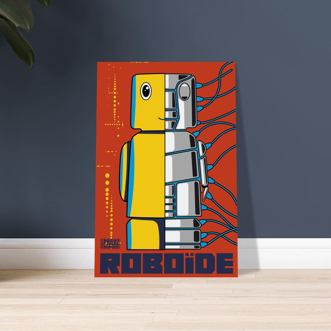 Graphic Print Roboid DUALITY: Colorful Robot Art Poster - Etsy