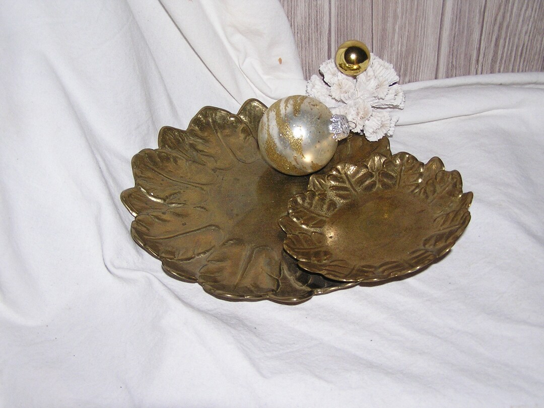 Solid Brass Plates Leaf Structure Decorative Bowls 2 Pieces - Etsy