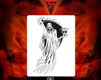 Grim Reaper Stencil | Etsy