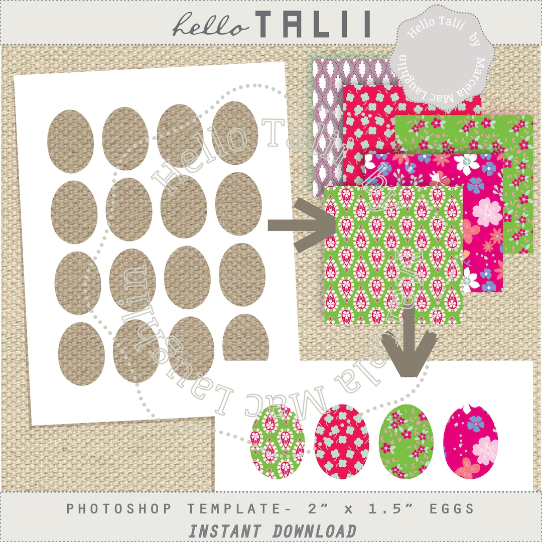 EASTER EGGS Photoshop Template- 2 X 1.5 Inches Easter Overlay- DIY ...