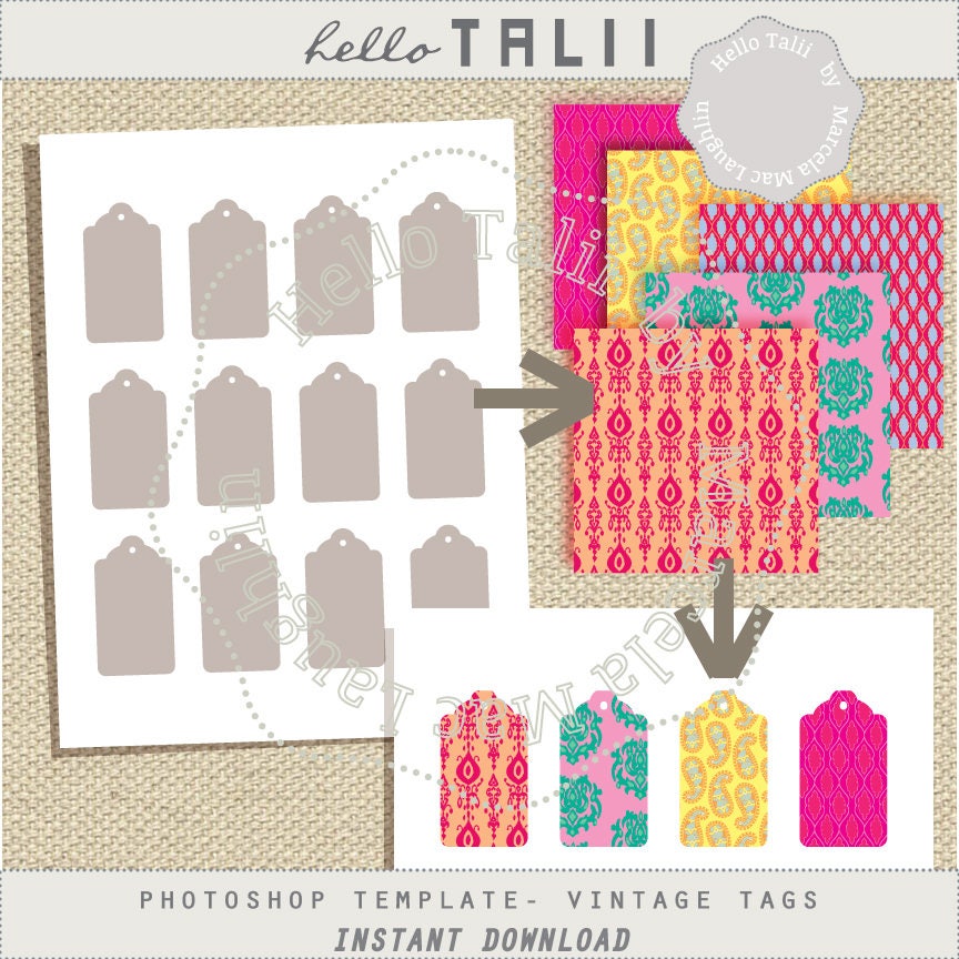 Photoshop Template Vintage TAGS for Christmas- Editable PSD Fully ...
