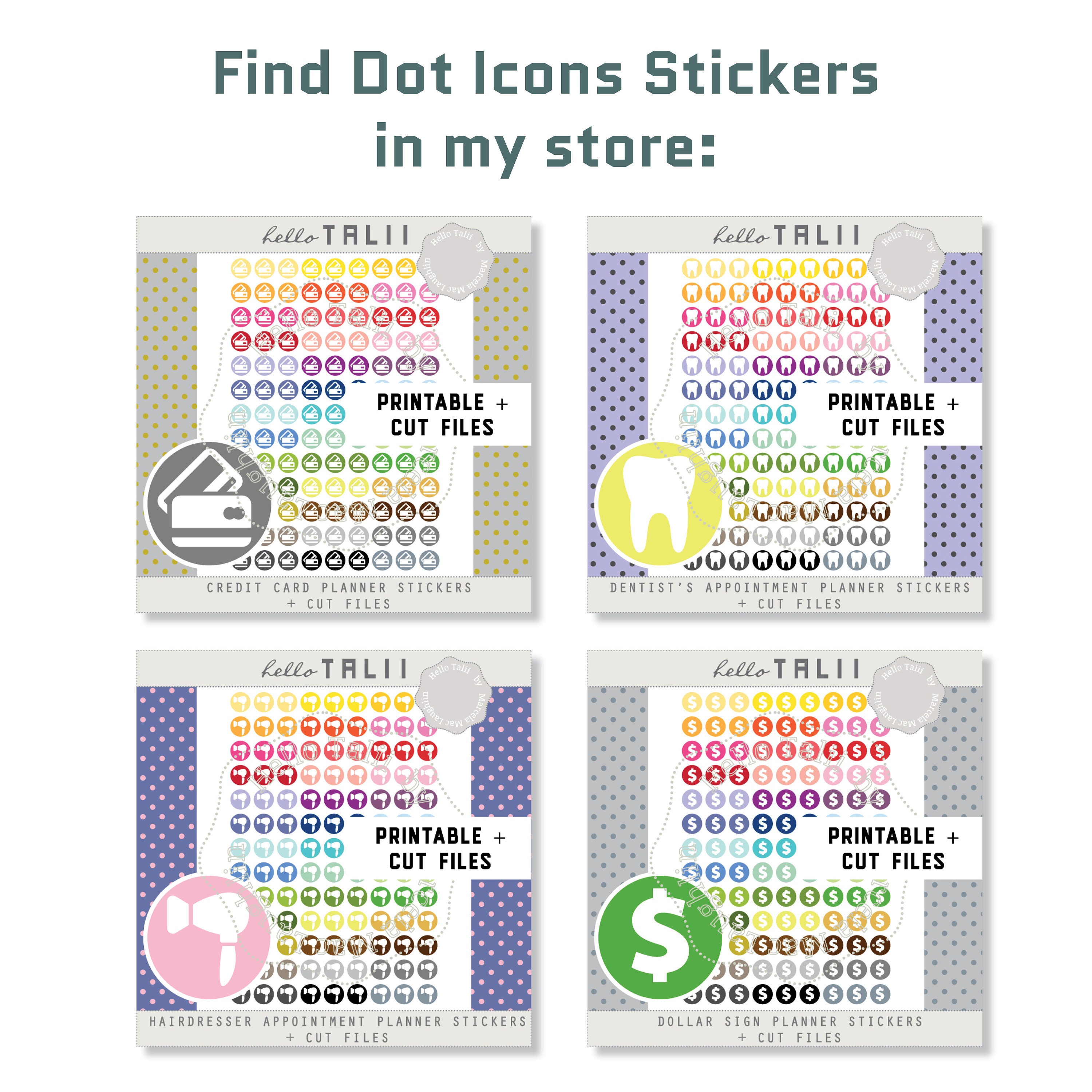 DOTS Stickers- 100+ Bright Rainbow Circles Printable Stickers + CUT ...