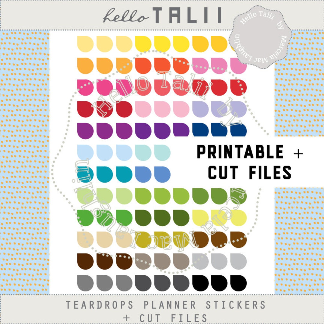 TEARDROPS Stickers- 100+ Teardrops Printable Stickers + CUT Files 36 ...