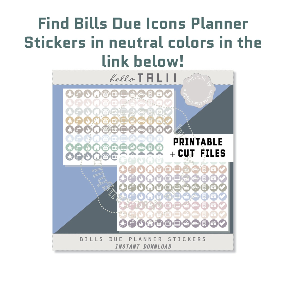 BILLS DUE Planner Stickers + CUT Files- Electricity Gas Car Credit Card ...