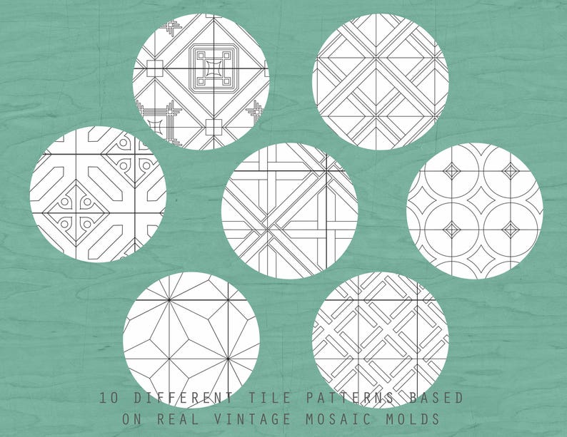 Geometric Coloring Pages- GEOMETRIC TILES Coloring Pages for Adults ...