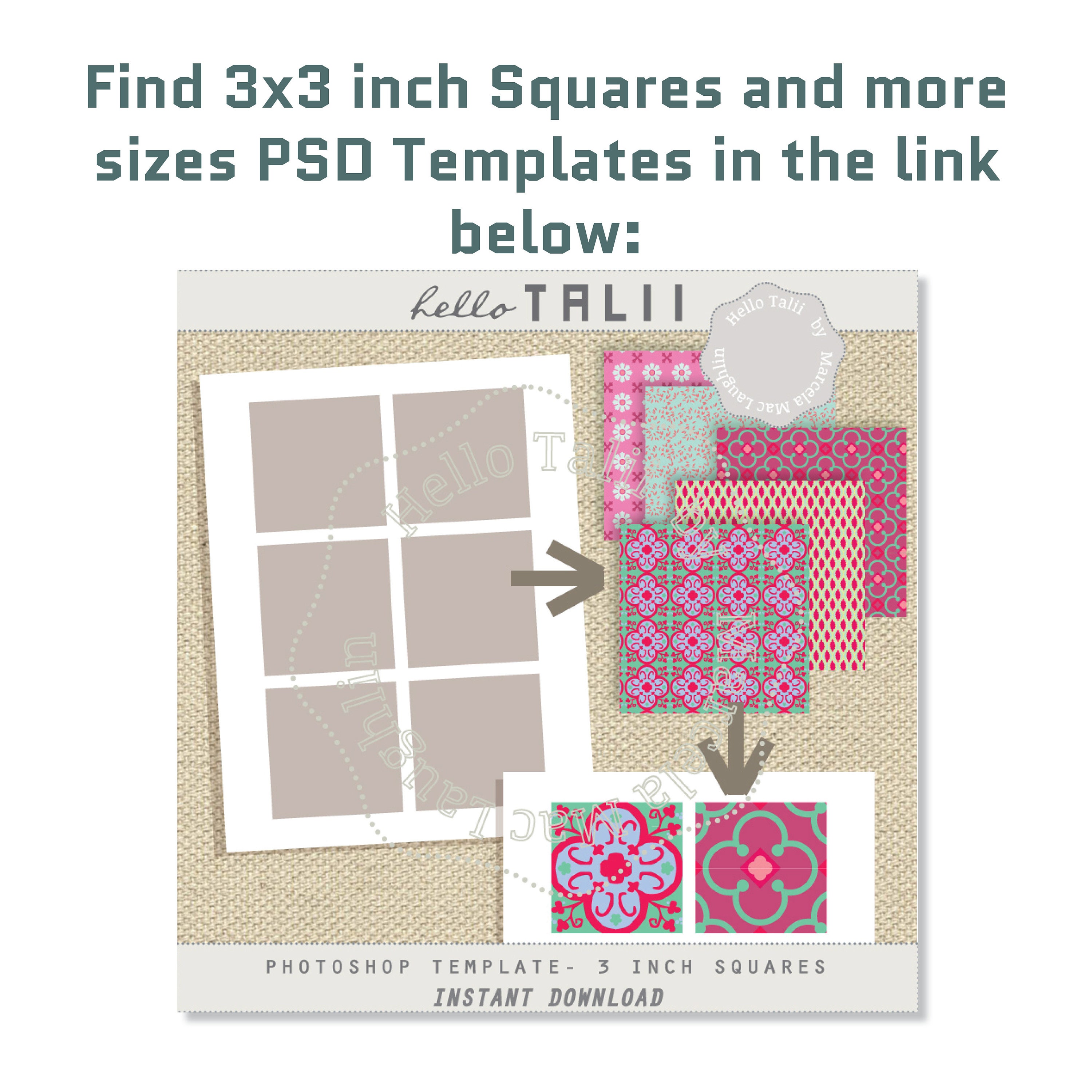 STICKY NOTE Photoshop Template- 3 Inch Squares 3 X 3 Square Collage ...