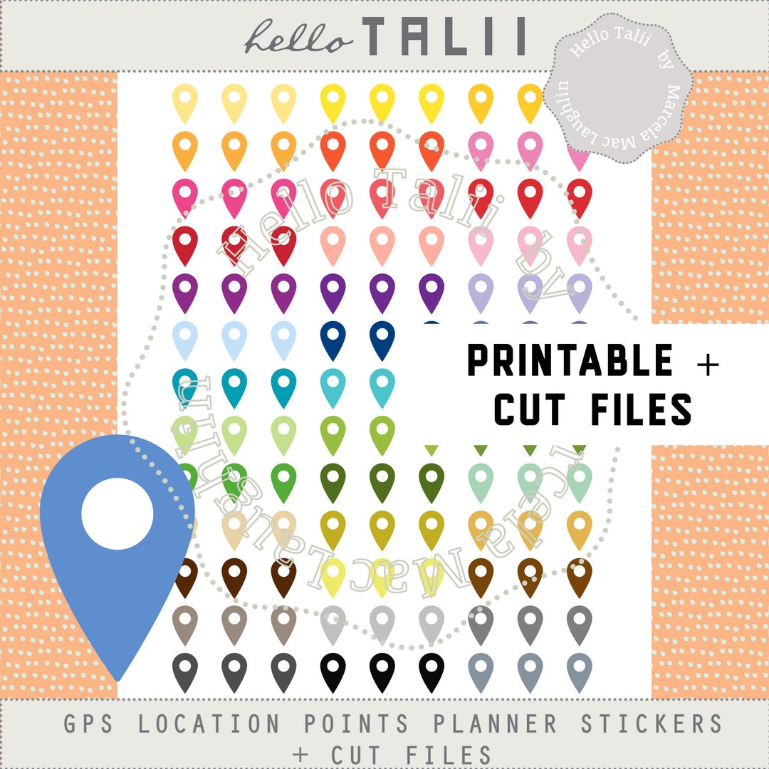 LOCATION Stickers- GPS Location Point Planner Stickers 100+ Map Pin ...