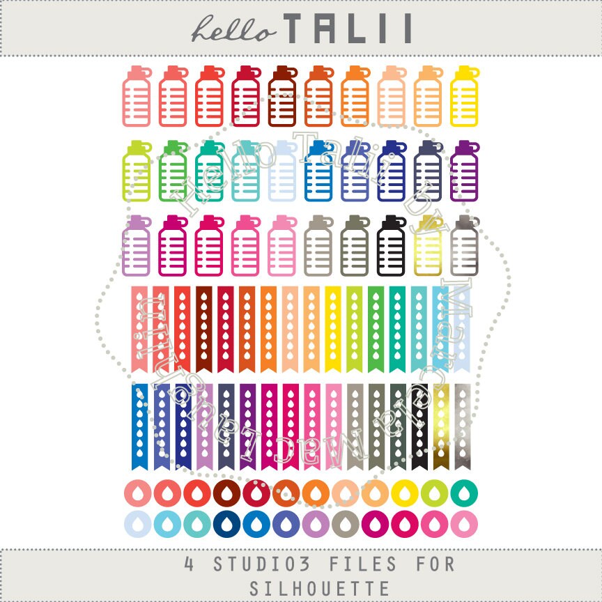 HYDRATE Planner Stickers + CUT FILES- Rainbow Hydration Stickers + Gold ...