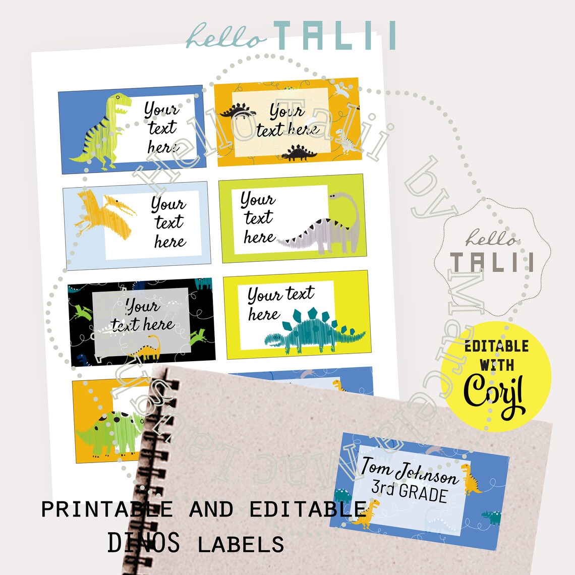 DINOSAUR LABELS Printable Editable 8 Dinos Name or Food - Etsy Canada