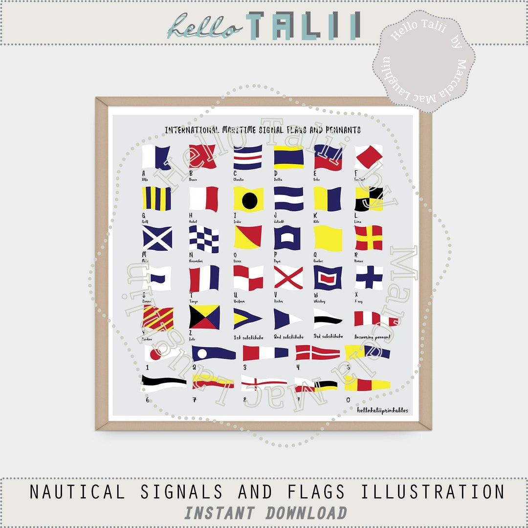 NAUTICAL Signs and Flags PRINTABLE Illustration- International Maritime ...