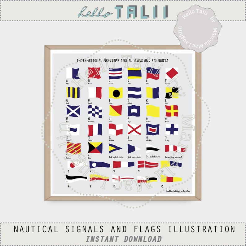NAUTICAL Signs and Flags PRINTABLE Illustration- International Maritime ...
