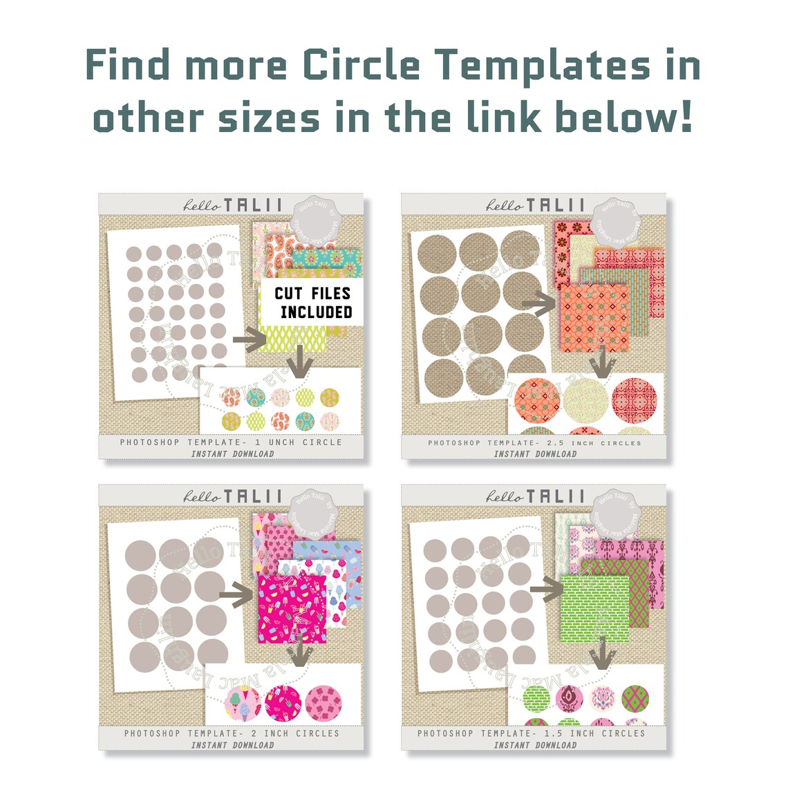2 Inch Circle Photoshop Collage Template- Digital Collage Sheet Cupcake ...