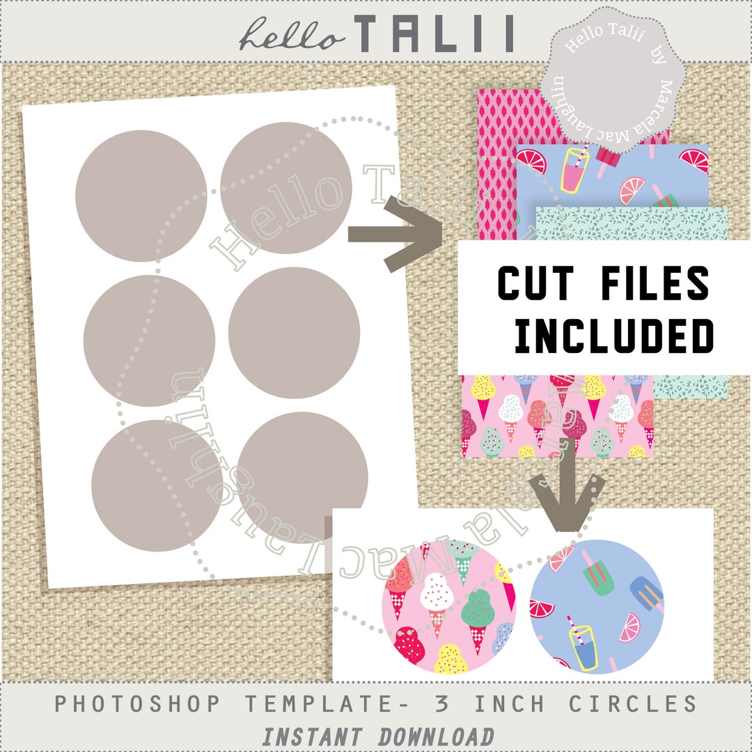 3 Inch Circles Photoshop Template- 3" Circles Collage Sheet (fully ...