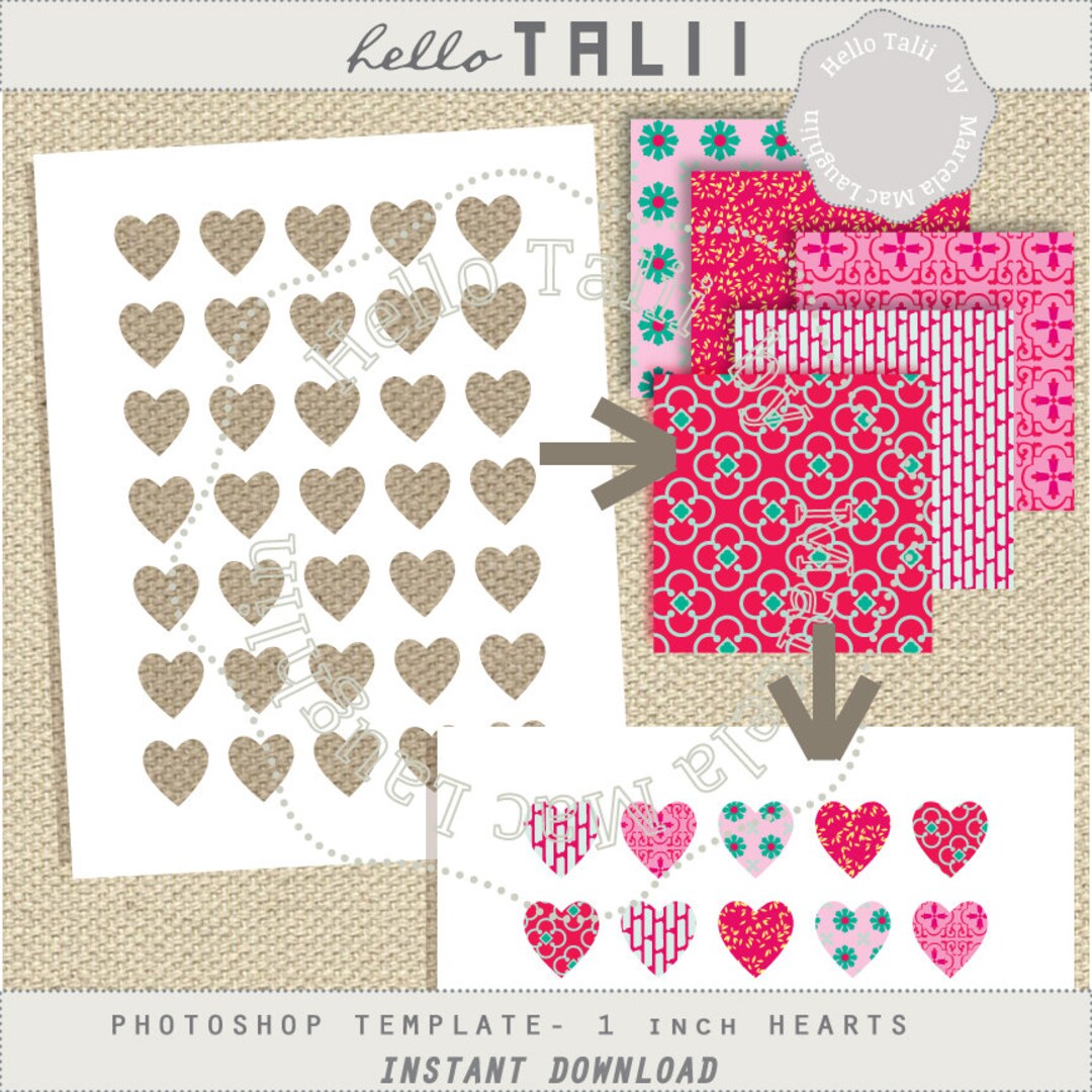 1 Inch HEARTS Photoshop Template Fully Layered Psd Png - Etsy