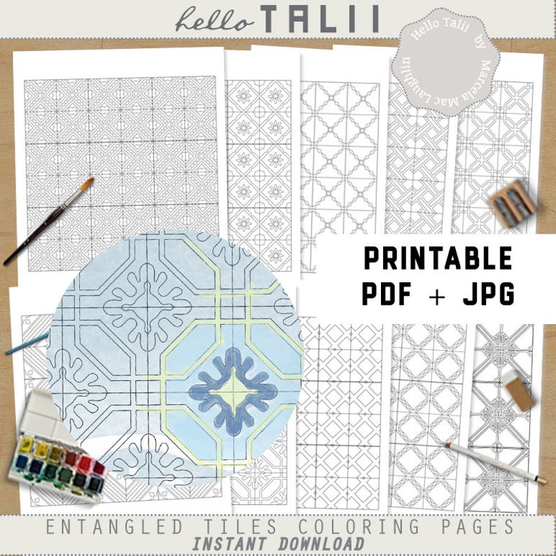 Coloring Pages Trellis Patterns- PRINTABLE PDF Coloring Pages for ...