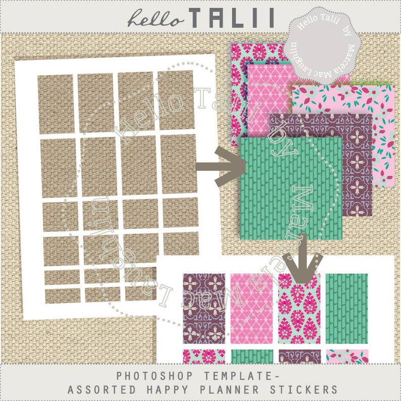 ASSORTED Happy Planner Stickers PHOTOSHOP Template Full/ - Etsy