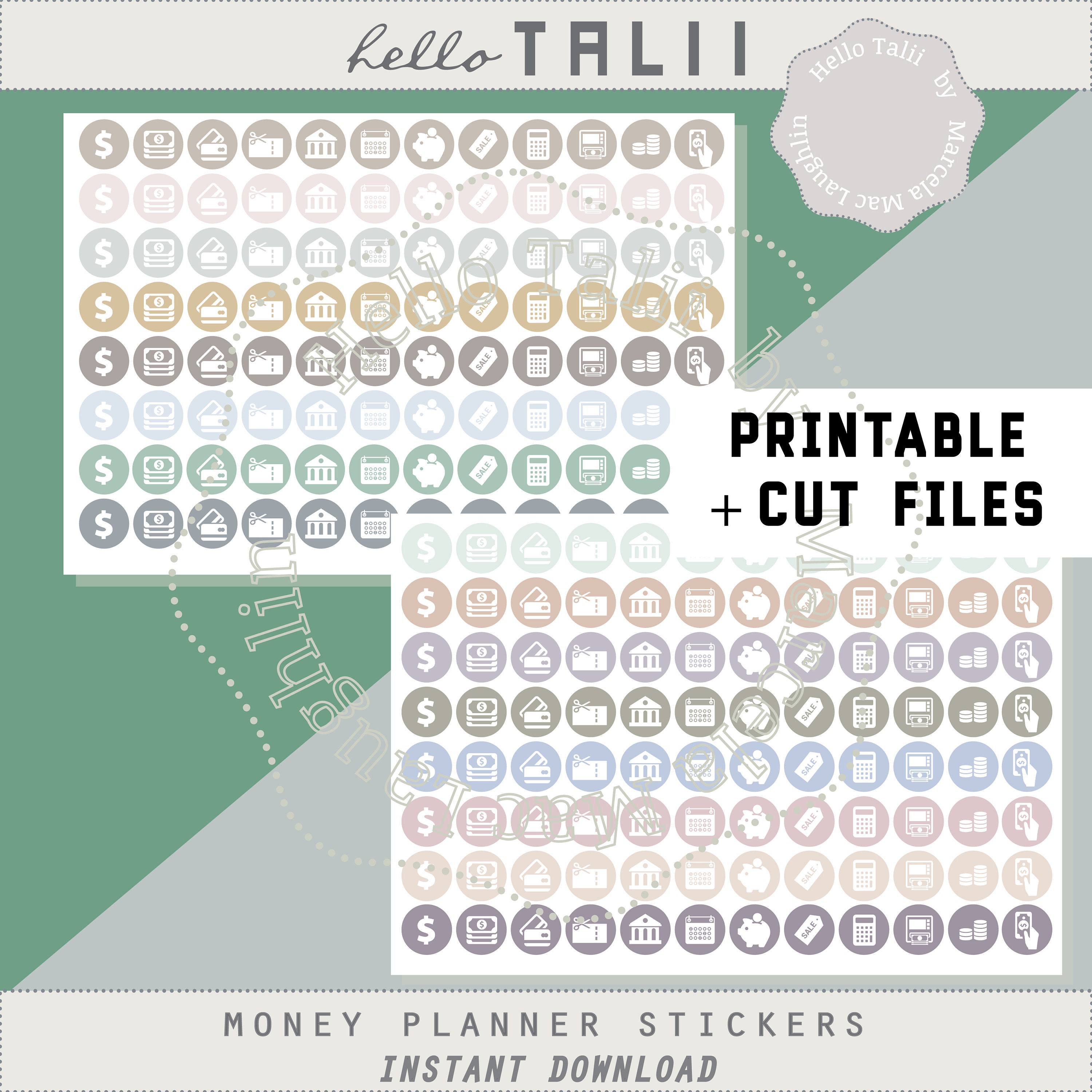 MONEY NEUTRAL COLORS Planner Stickers Neutral and Pastel Dots Printable ...