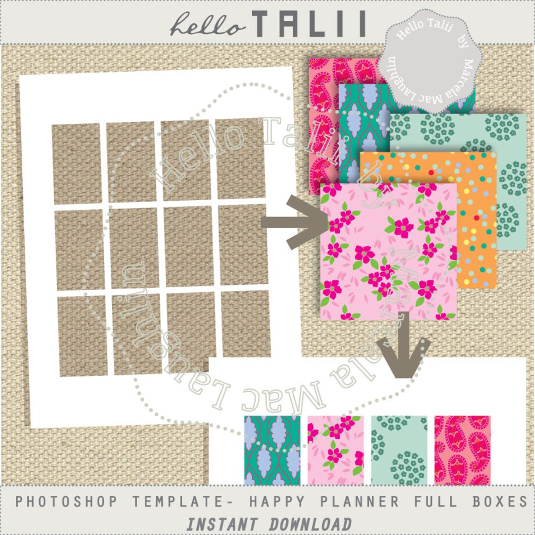 CLASSIC Happy PLANNER Full Boxes Photoshop Template- Full Box Photoshop ...