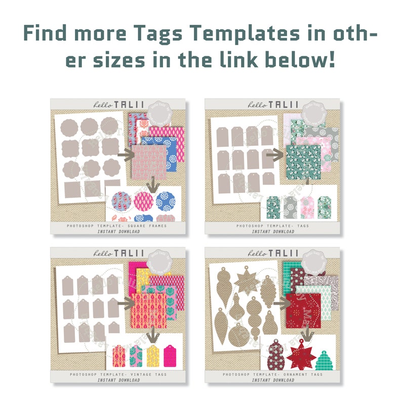 Big TAGS Photoshop Template- 3.5 X 2.5 Inches Tags Editable PSD Layered ...