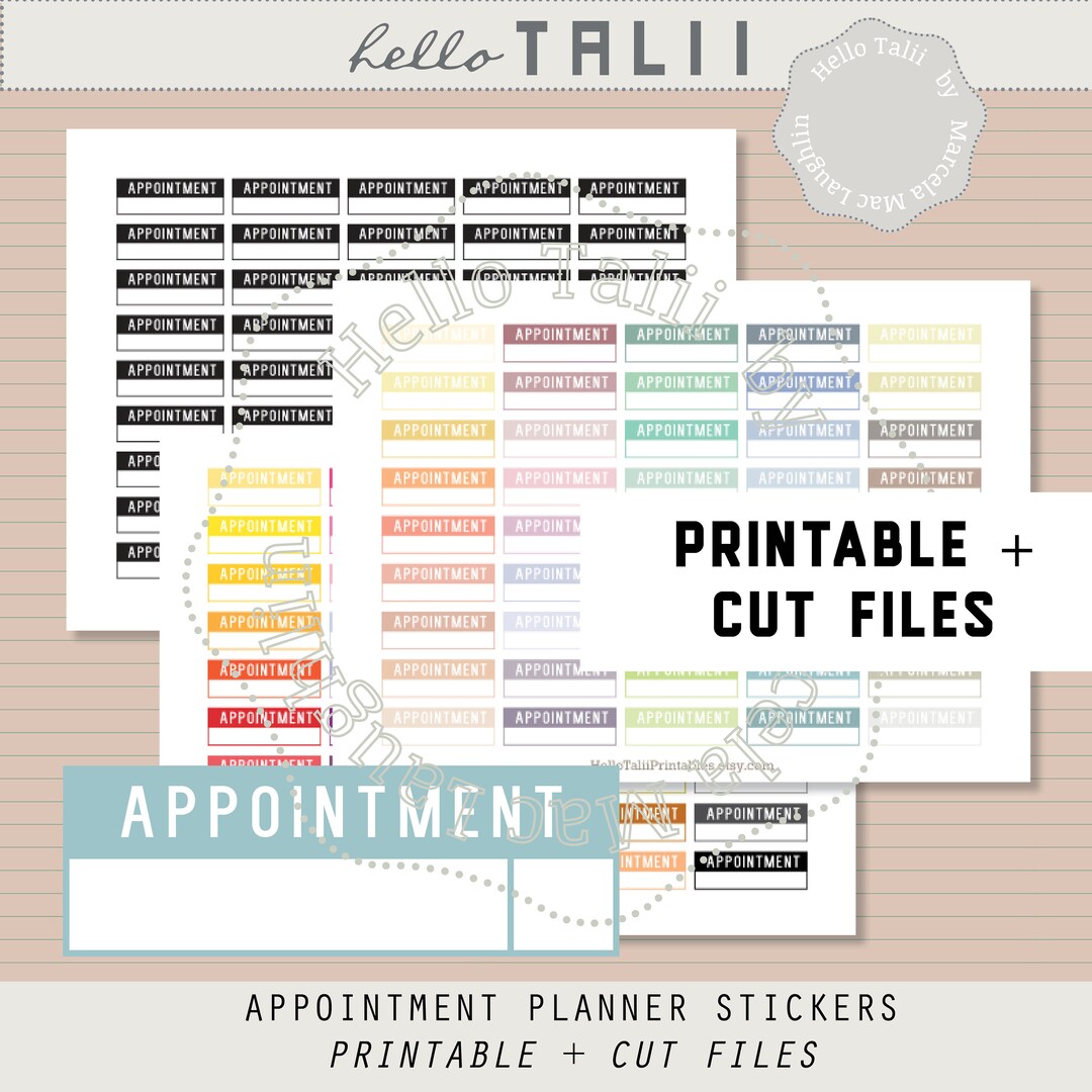 APPOINTMENT Printable Stickers + CUT Files for Cricut Silhouette ...