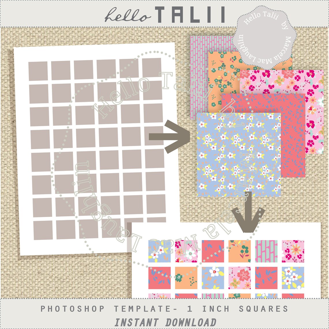 1 Inch Square Photoshop Template PSD PNG JPG Jewelry Template Fully ...