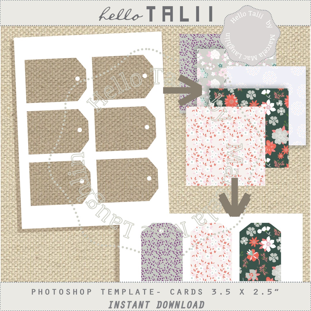 Big TAGS Photoshop Template- 3.5 X 2.5 Inches Tags Editable PSD Layered ...