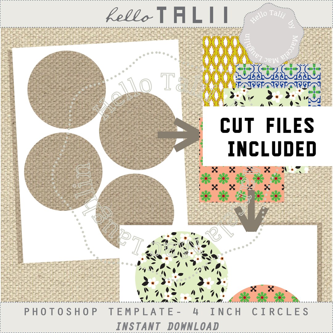 4 Inch Circle Photoshop Template PSD Fully Layered- 4" Digital Collage ...