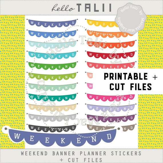 WEEKEND BANNERS Planner Stickers CUT Files Rainbow Weekend | Etsy