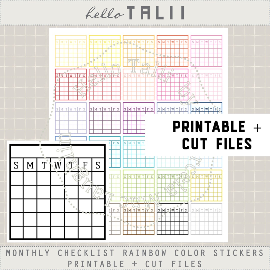 RAINBOW MONTHLY CHECKLIST Planner Stickers 36 Rainbow Colors Habit ...