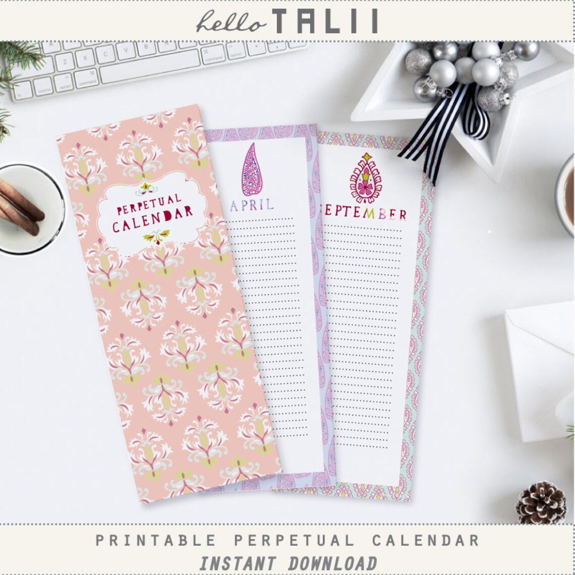 Perpetual Calendar- Printable Perpetual BIRTHDAY CALENDAR Editable PDF ...