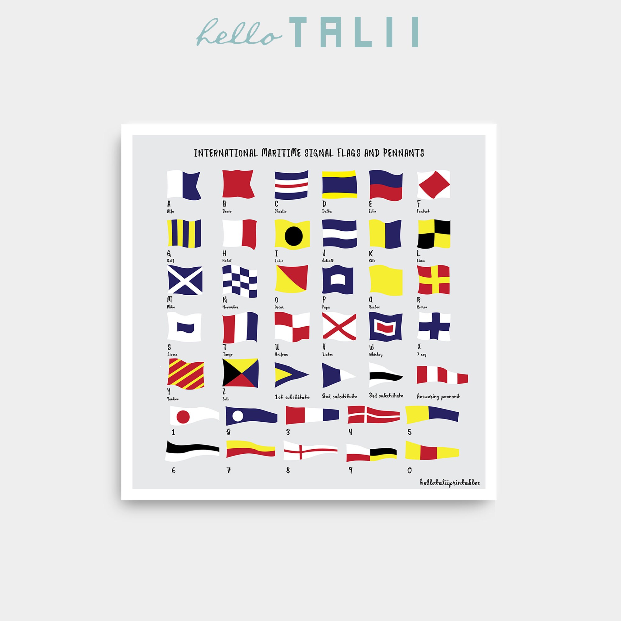 NAUTICAL Signs and Flags PRINTABLE Illustration- International Maritime ...