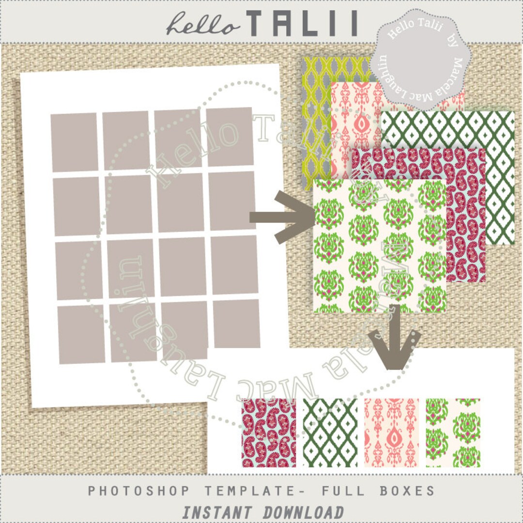 Full BOXES Photoshop Template for Erin Condren Life Planner- Full Boxes ...