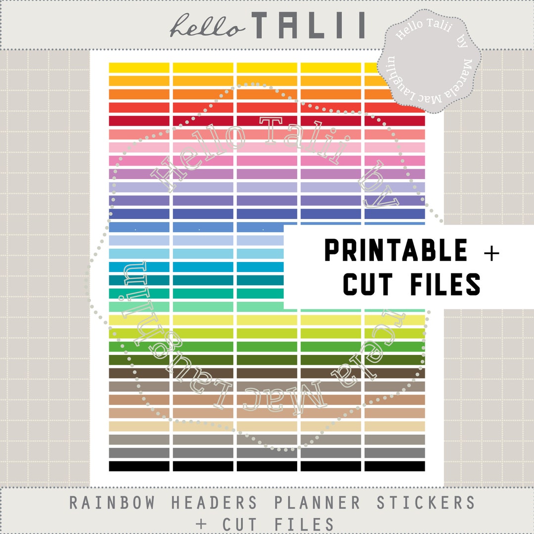 Rainbow HEADERS for Planners Printable + CUT Files Silhouette and ...