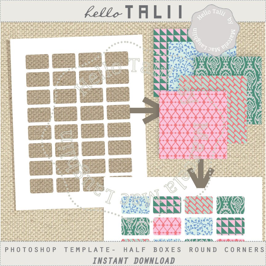 Half Box ROUND CORNERS Photoshop Template Collage Sheet PSD - Etsy