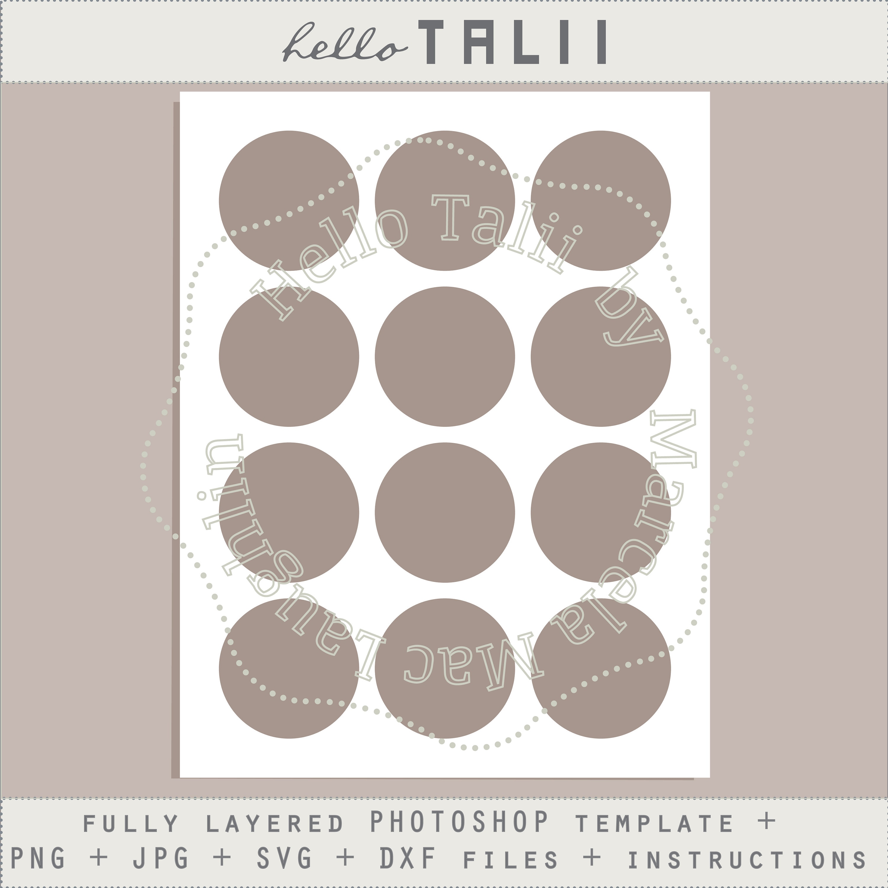 2.25 Inch Circle Photoshop Template- Digital Collage Sheet Layered PSD ...
